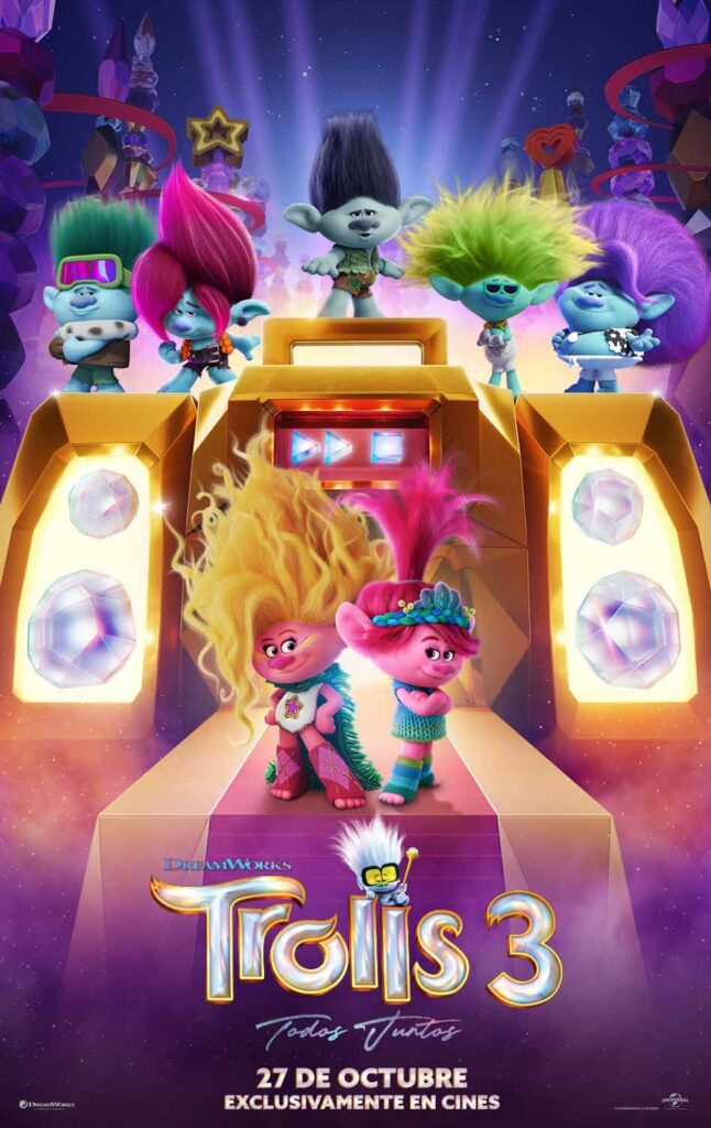 Trolls 3: todos juntos. Crítica, fecha de estreno, reparto de voces...